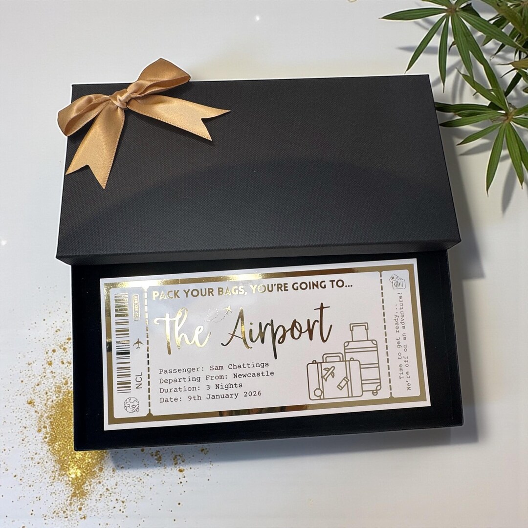 Secret Surprise Holiday Destination Pass Fake Flight Ticket, Any Reveal ...