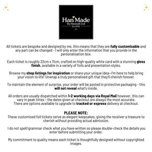 Piano Lessons, Keyboard, Music Lessons Any Personalised Foil Ticket ...