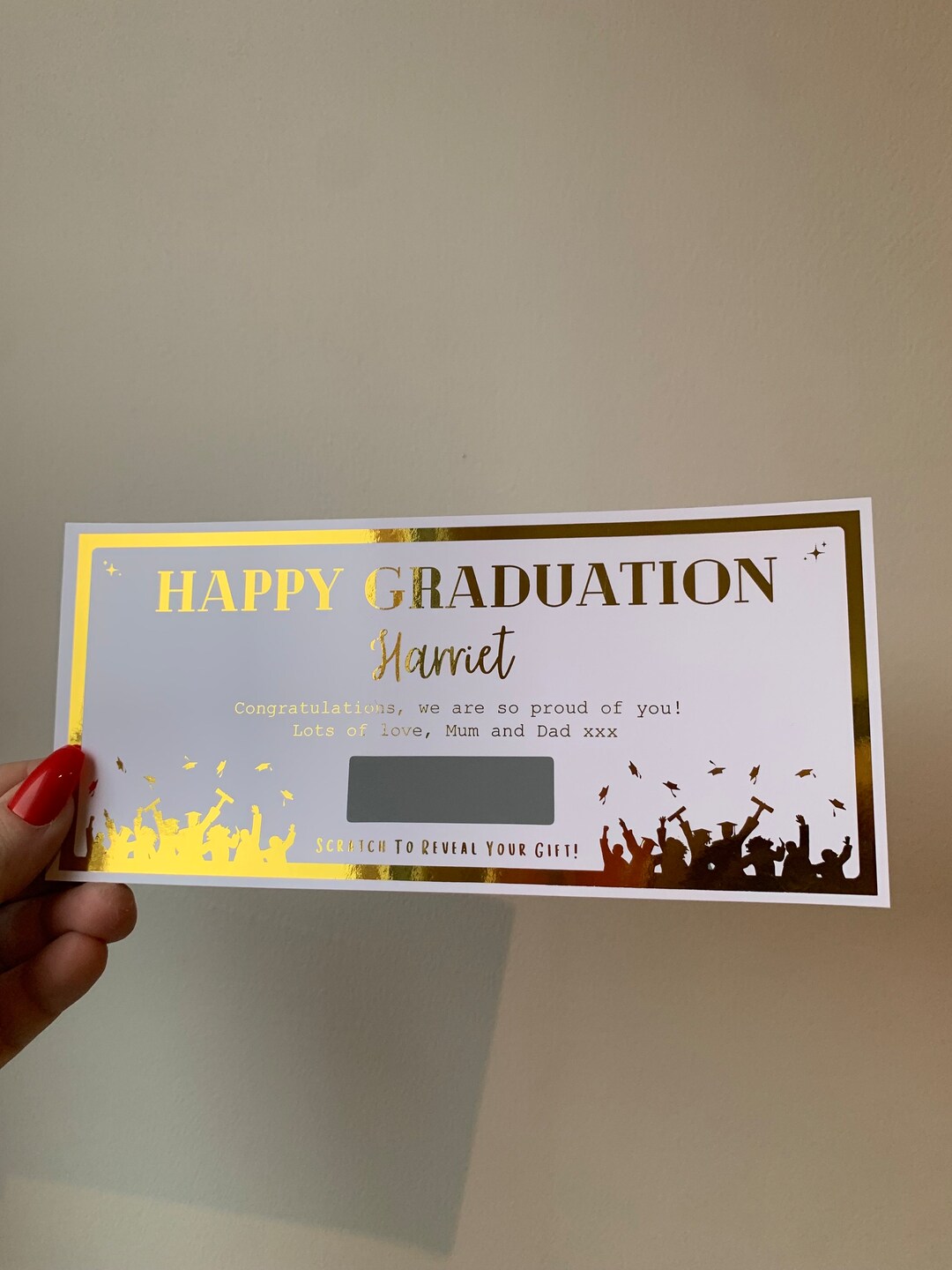 Graduation Gift Money Scratch Voucher, Any Personalised Foil Ticket ...