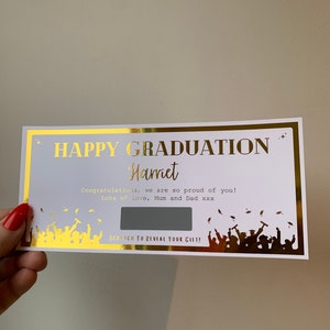 Graduation Gift Money Scratch Voucher, Any Personalised Foil Ticket ...