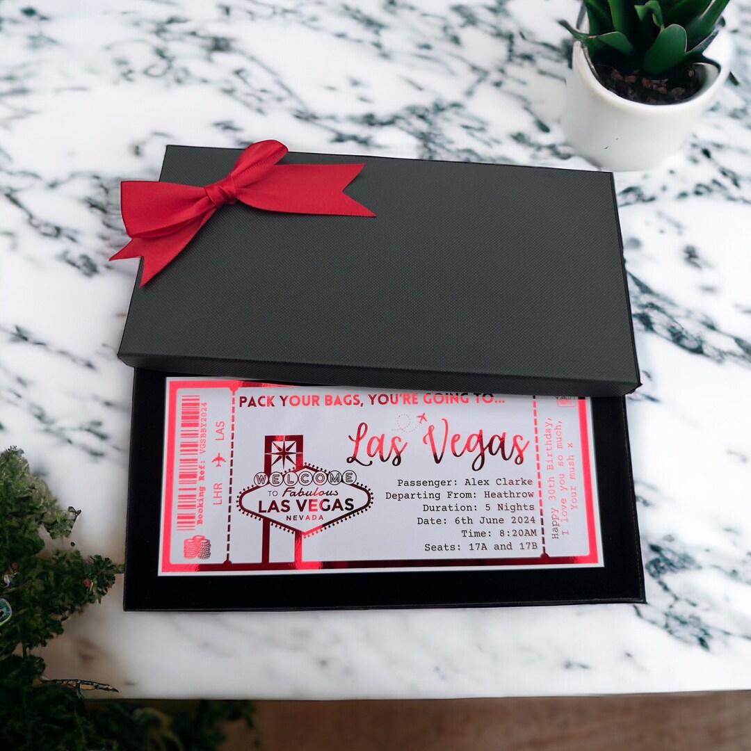 Las Vegas Holiday Plane Destination Pass Fake Flight Ticket ...