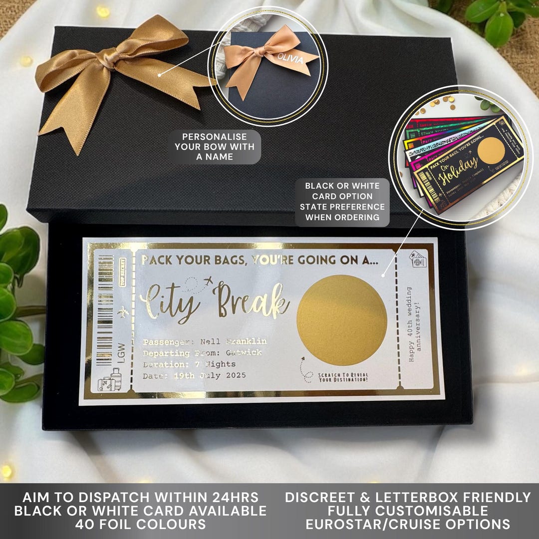 City Break Golden Ticket Scratch Card Reveal Plane Boarding Pass ...