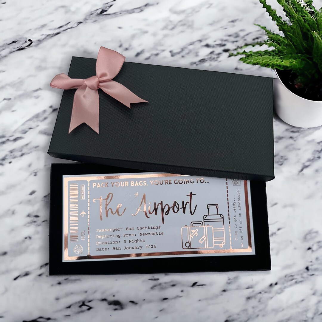 Secret Surprise Holiday Destination Pass Fake Flight Ticket, Any Reveal ...