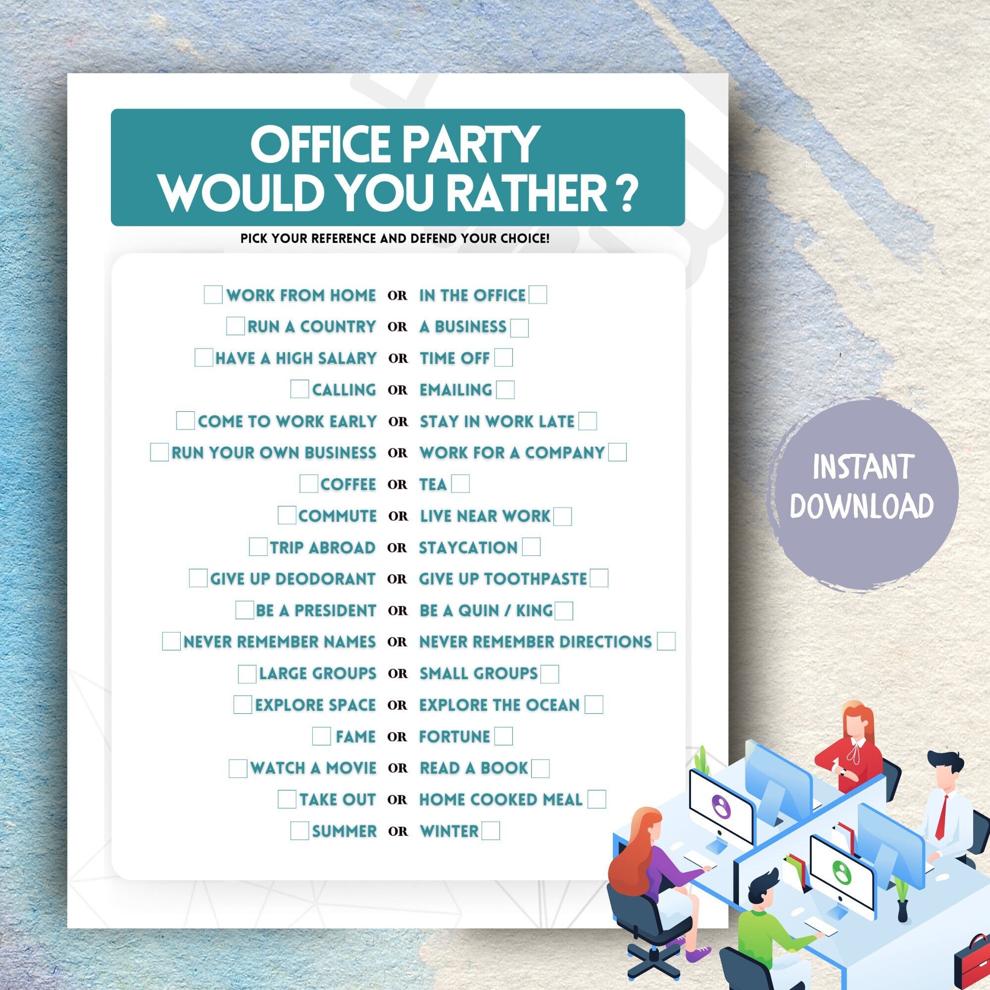 Office Party Would You Rather Game I Work Party Games I Icebreaker ...