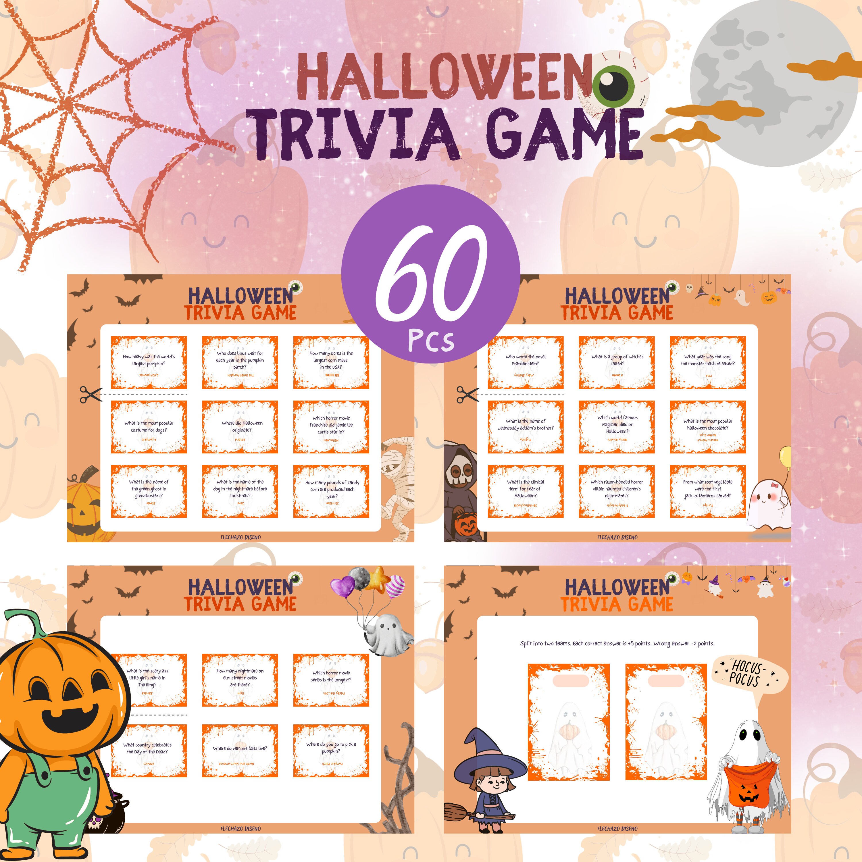 Halloween Trivia Game Halloween Activity for Kids / Adults - Etsy