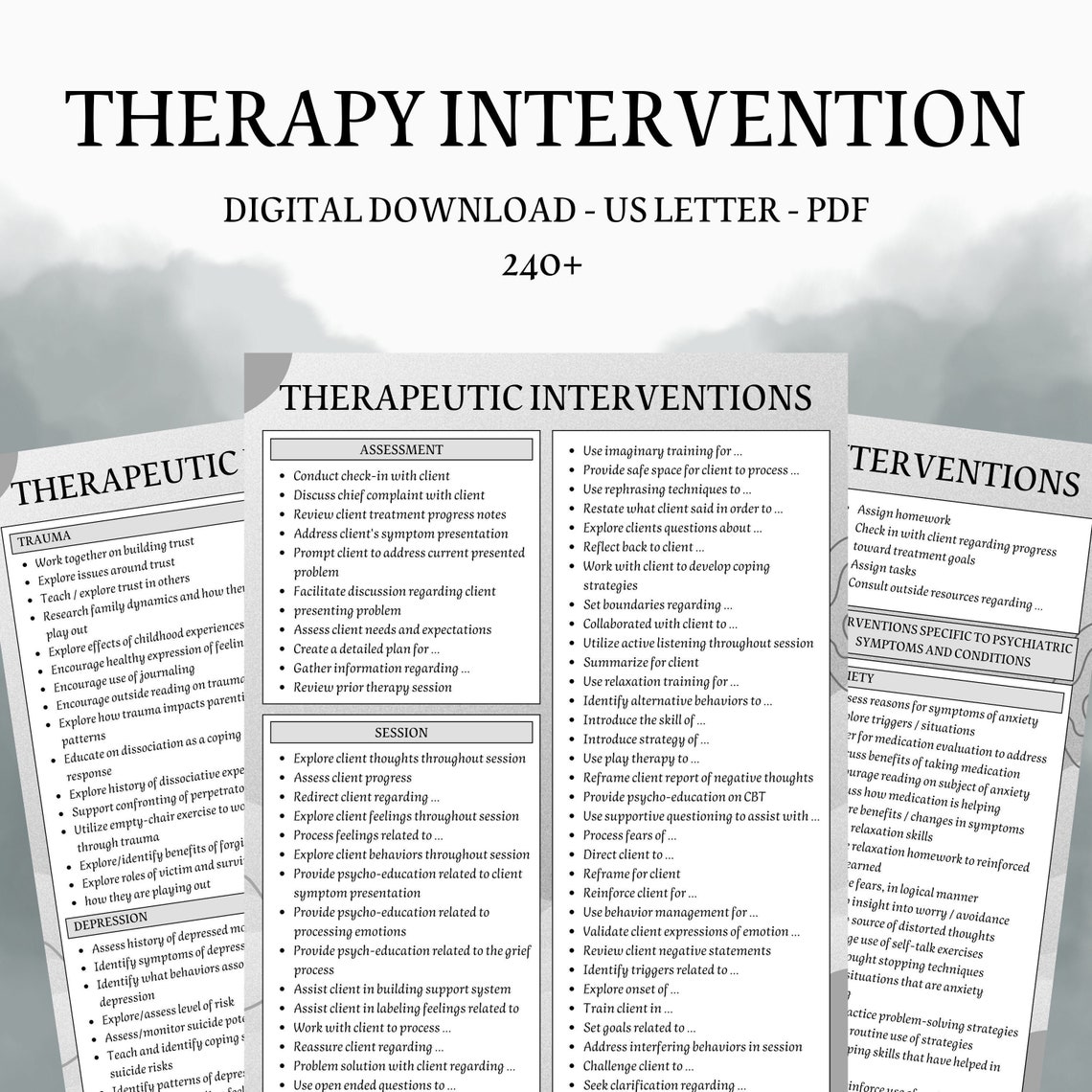 Therapeutic Interventions Itherapy Intervention List Itherapist Cheat ...