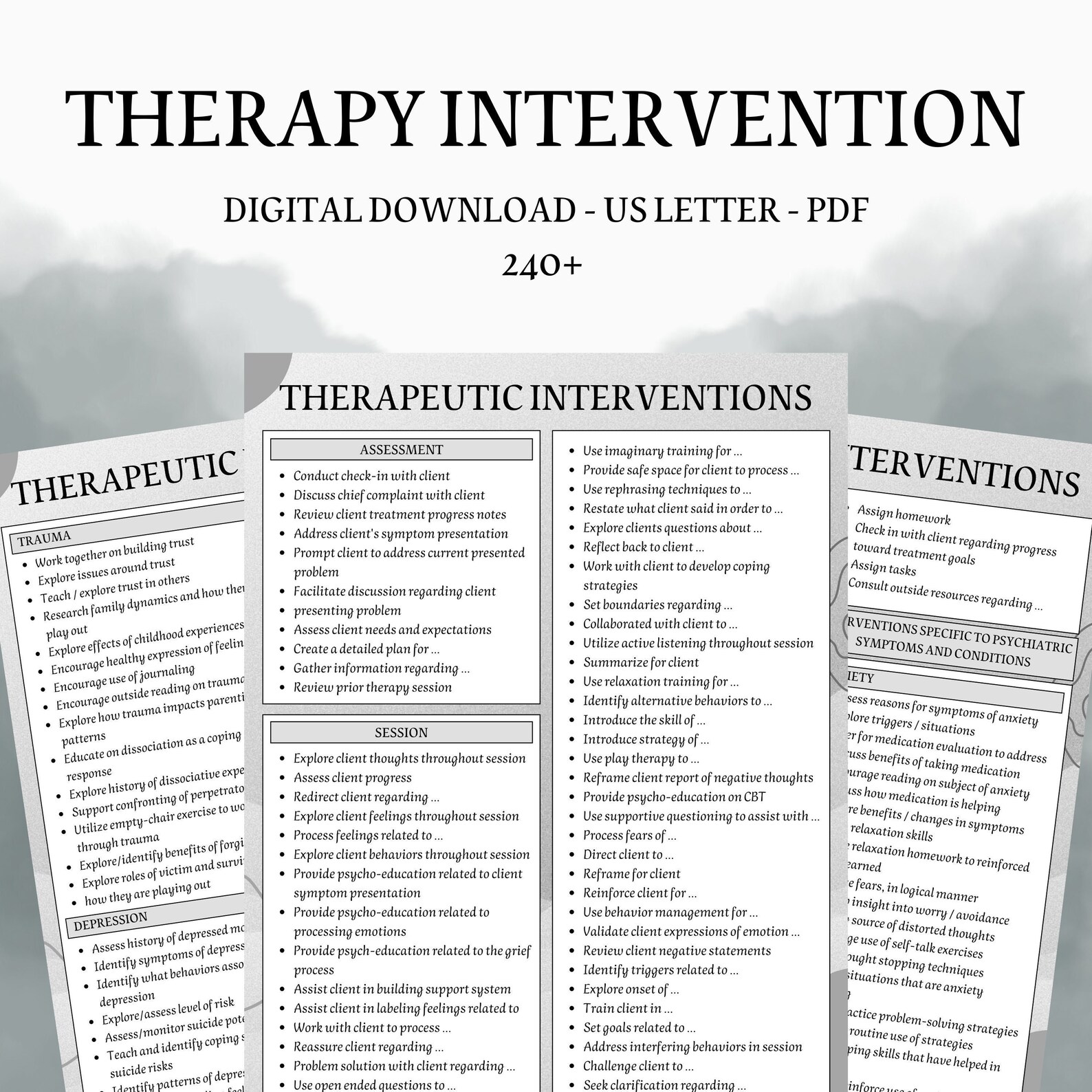 Therapeutic Interventions Itherapy Intervention List Itherapist Cheat ...