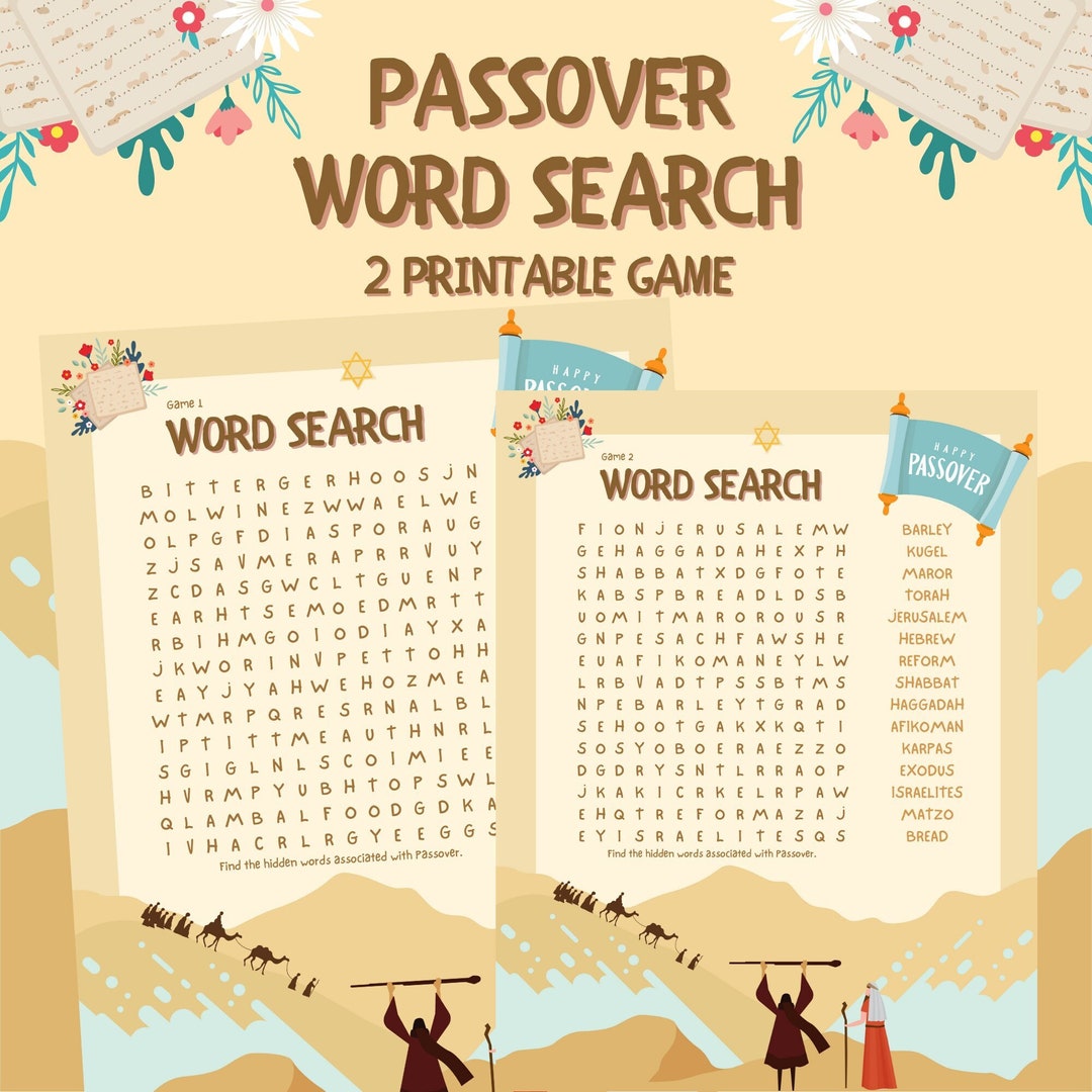 Passover Word Search Games, 2 Printable Party Games for the Family ...
