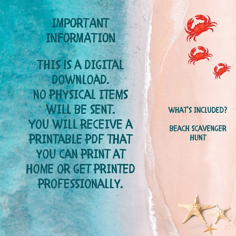 Beach Scavenger Hunt I Children's Holiday Game I Beach Treasure Hunt ...