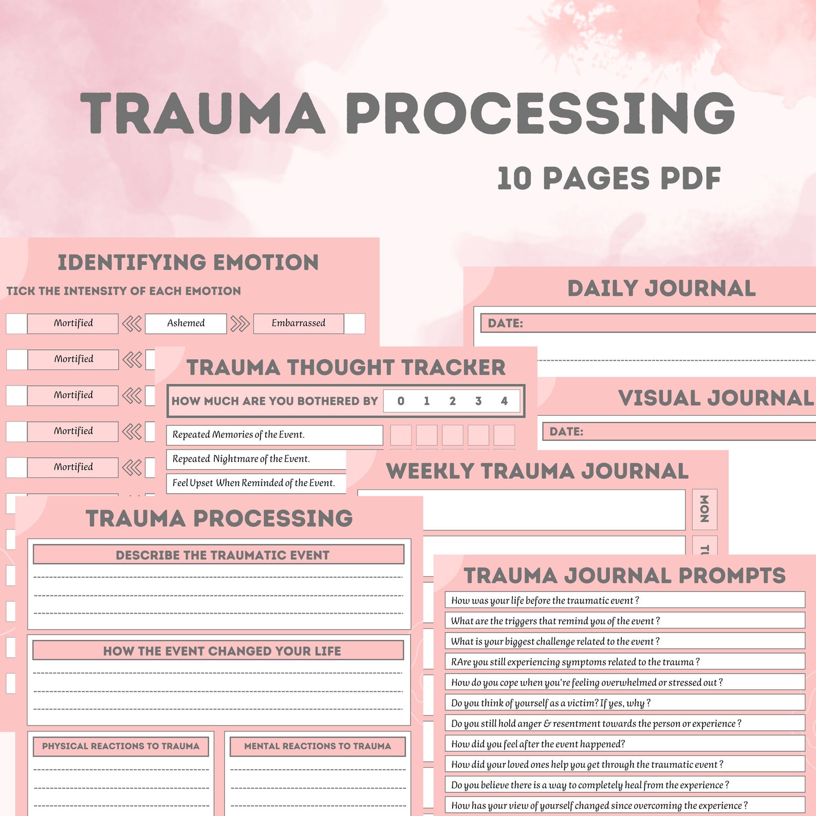 Trauma Processing Journal, Daily Thought Processing Tracker for Self ...