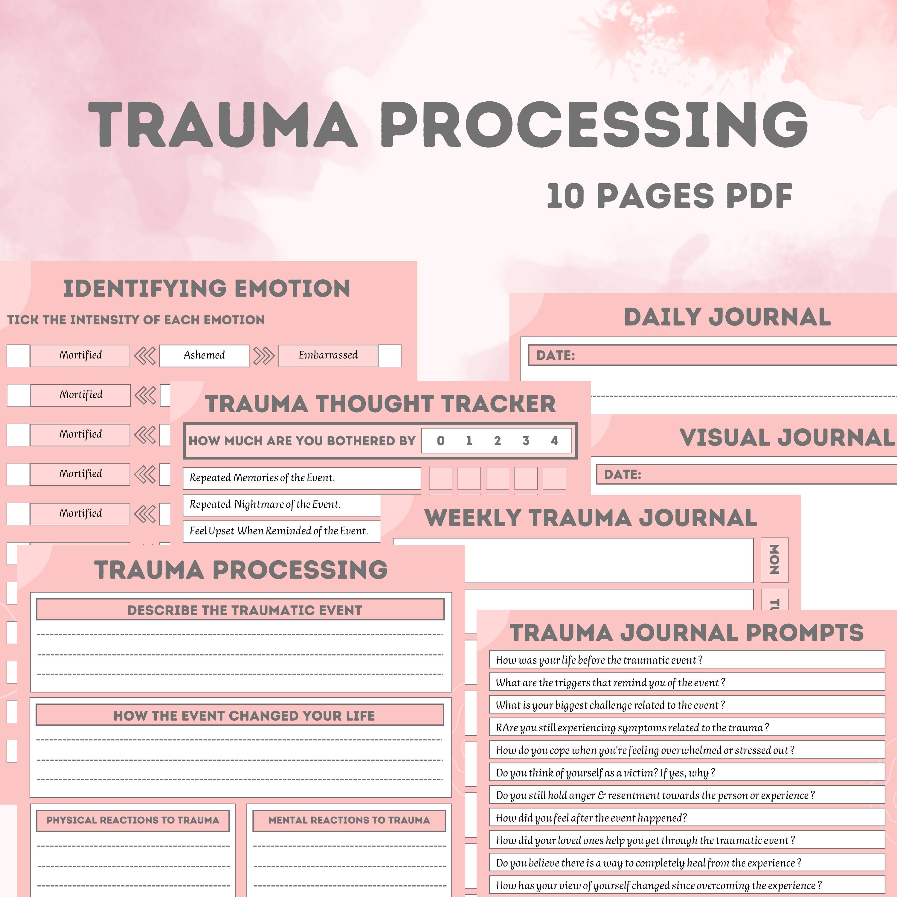 Trauma Processing Journal, Daily Thought Processing Tracker for Self ...