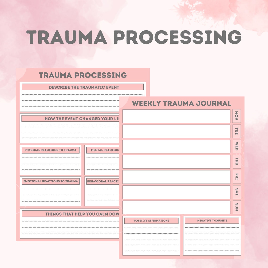 Trauma Processing Journal, Daily Thought Processing Tracker for Self ...