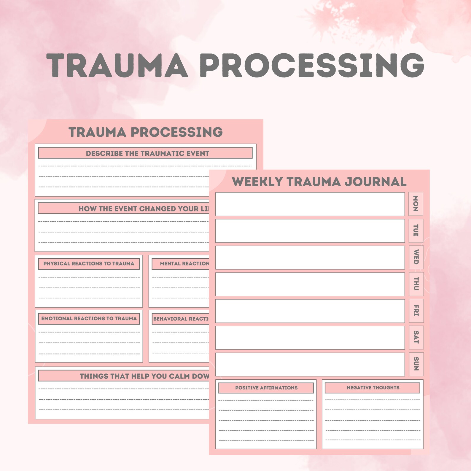 Trauma Processing Journal, Daily Thought Processing Tracker for Self ...