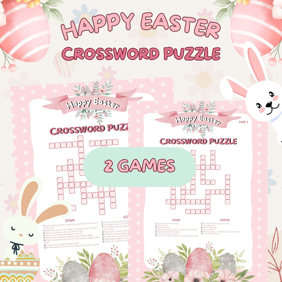 Happy Easter Crossword Puzzle I Easter Celebration Activities I Easter ...