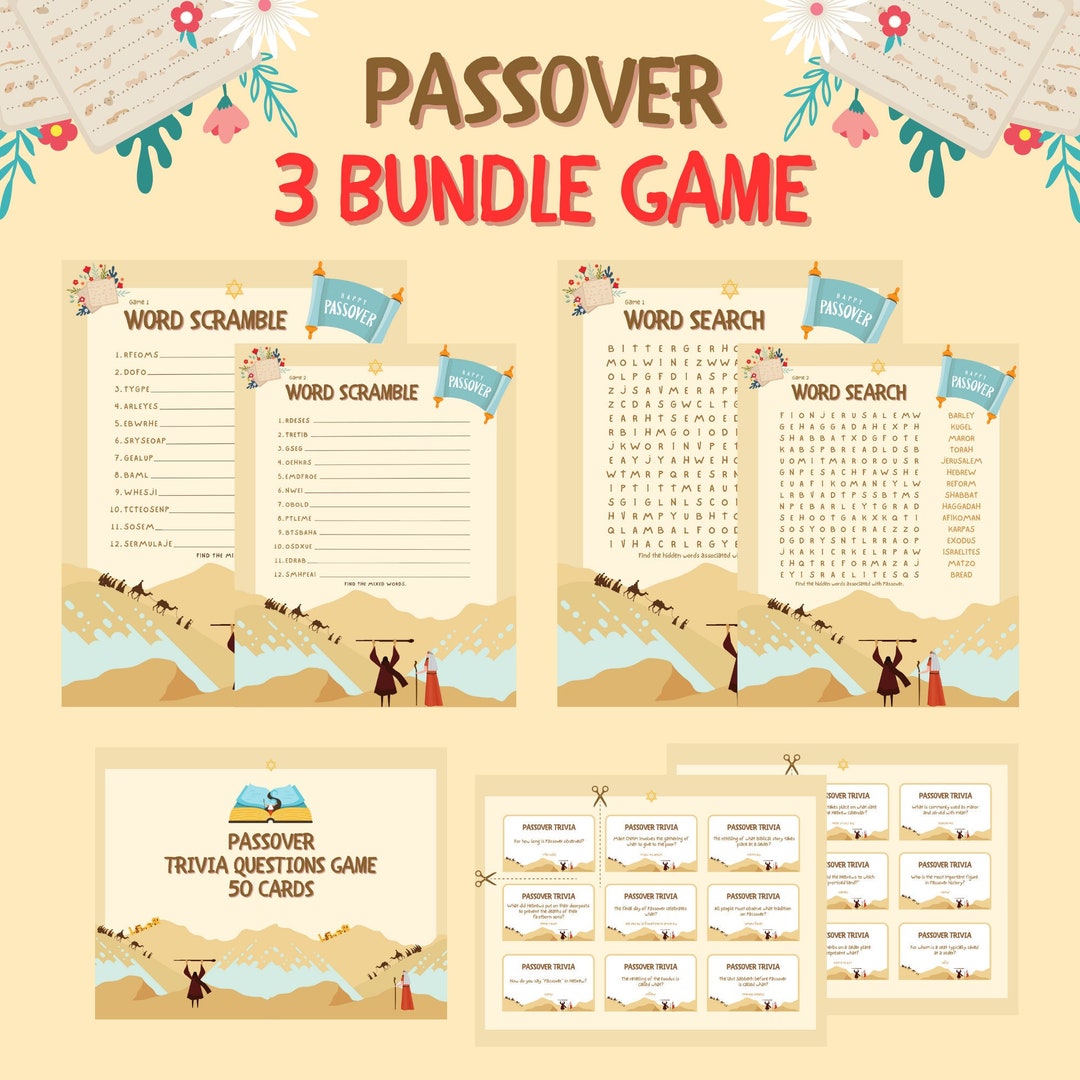 Passover Bundle Game I Passover Word Search I Passover Word Scramble I ...