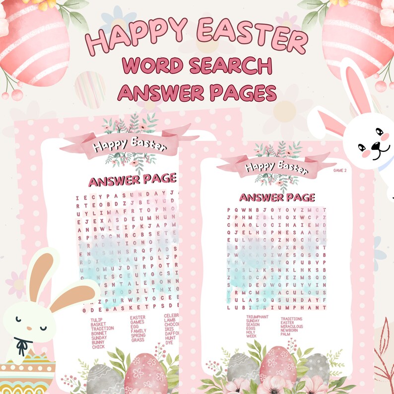 Happy Easter Word Search Game I Easter Kids & Adults Printable Games I ...