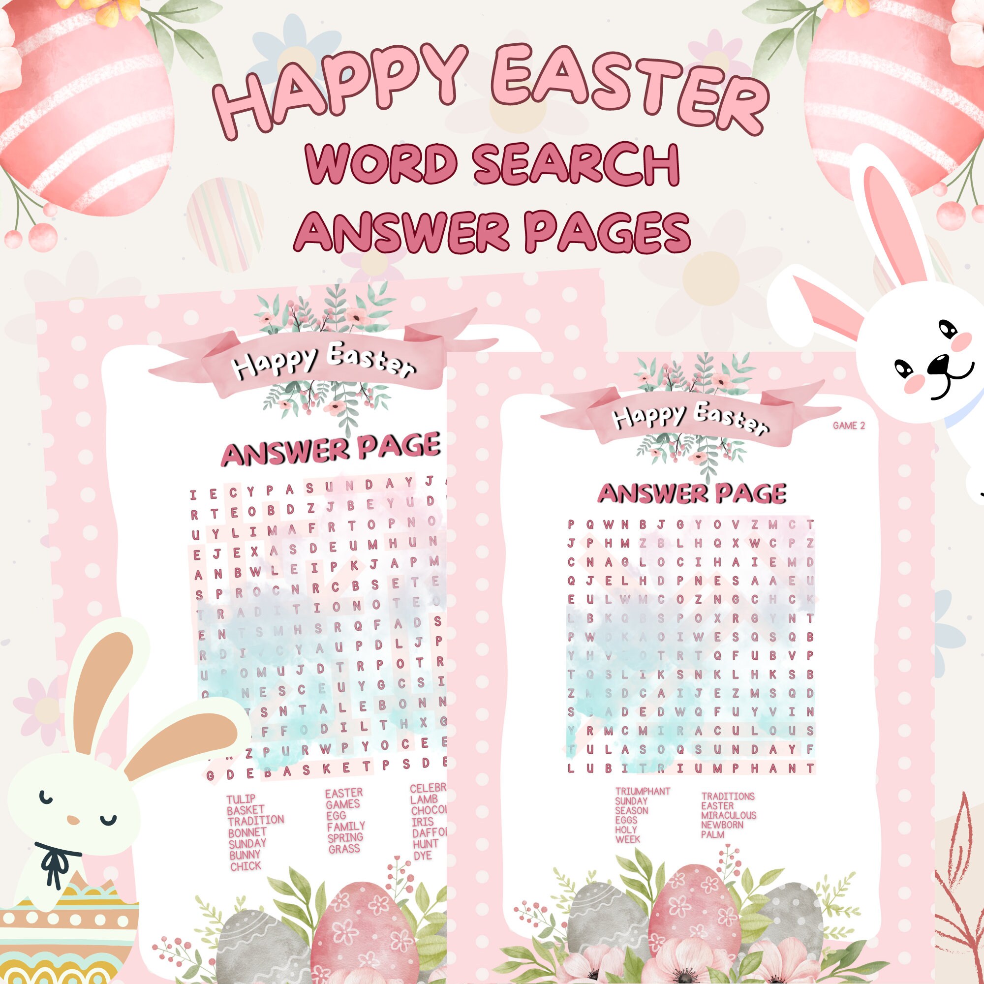 Happy Easter Word Search Game I Easter Kids & Adults Printable Games I ...