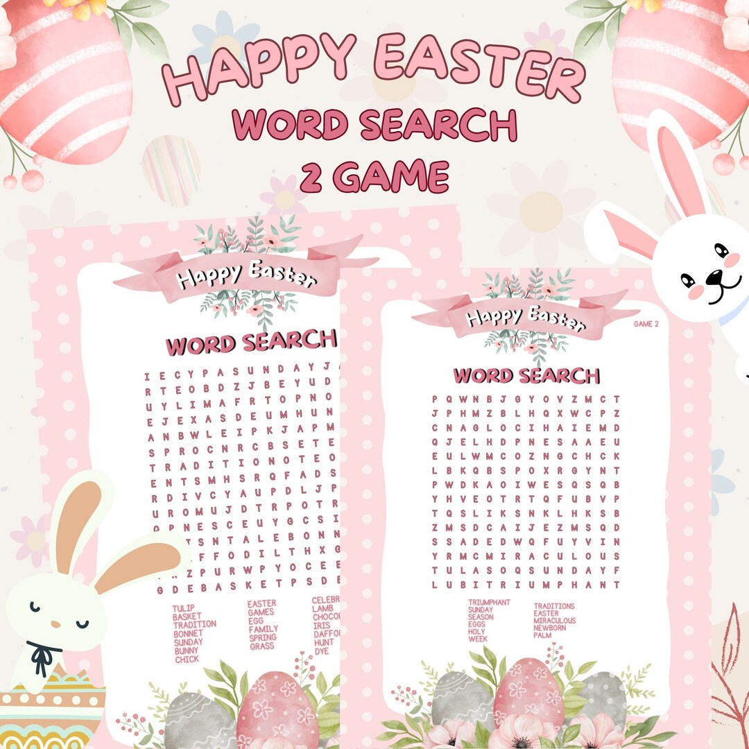 Happy Easter Word Search Game I Easter Kids & Adults Printable Games I ...