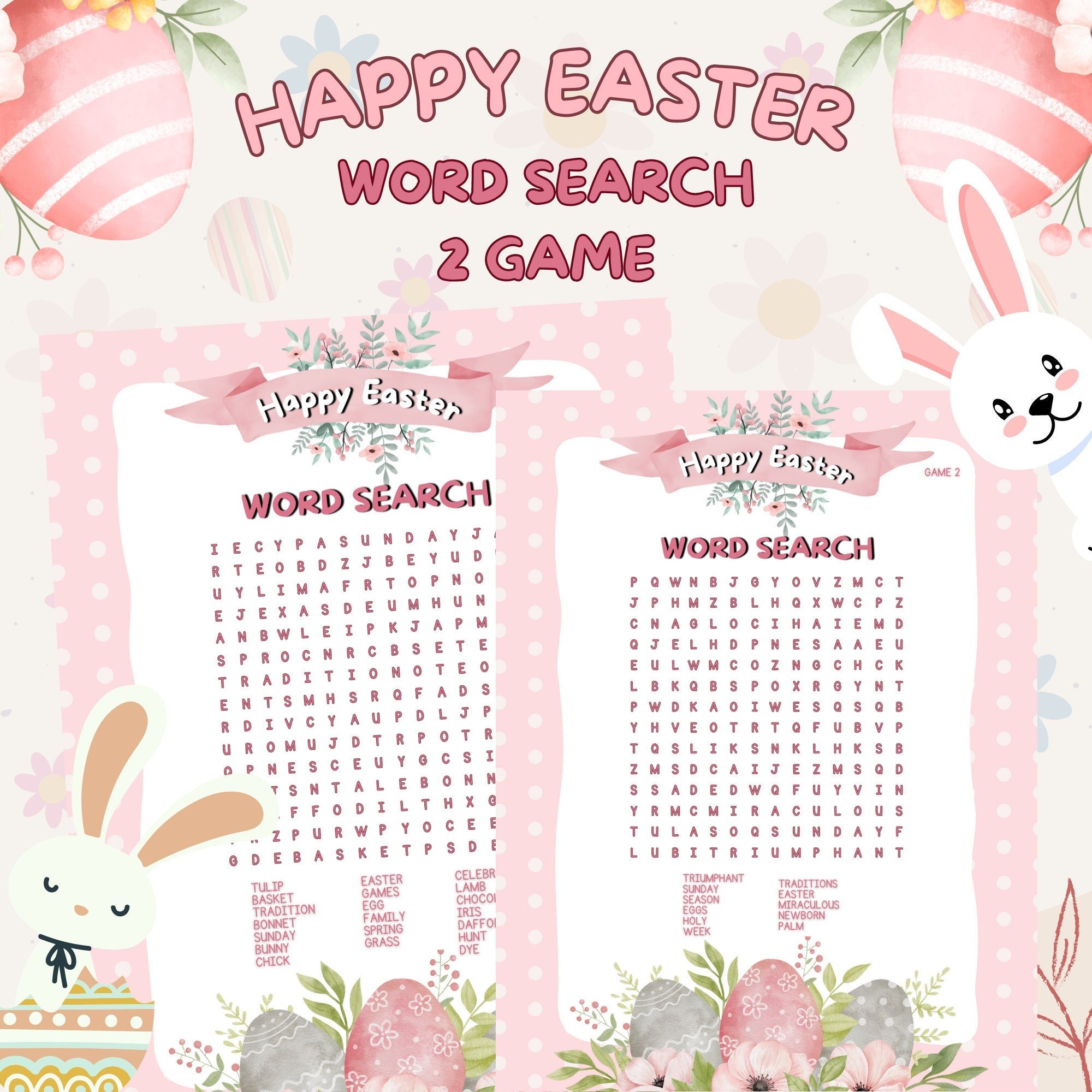Happy Easter Word Search Game I Easter Kids & Adults Printable Games I ...