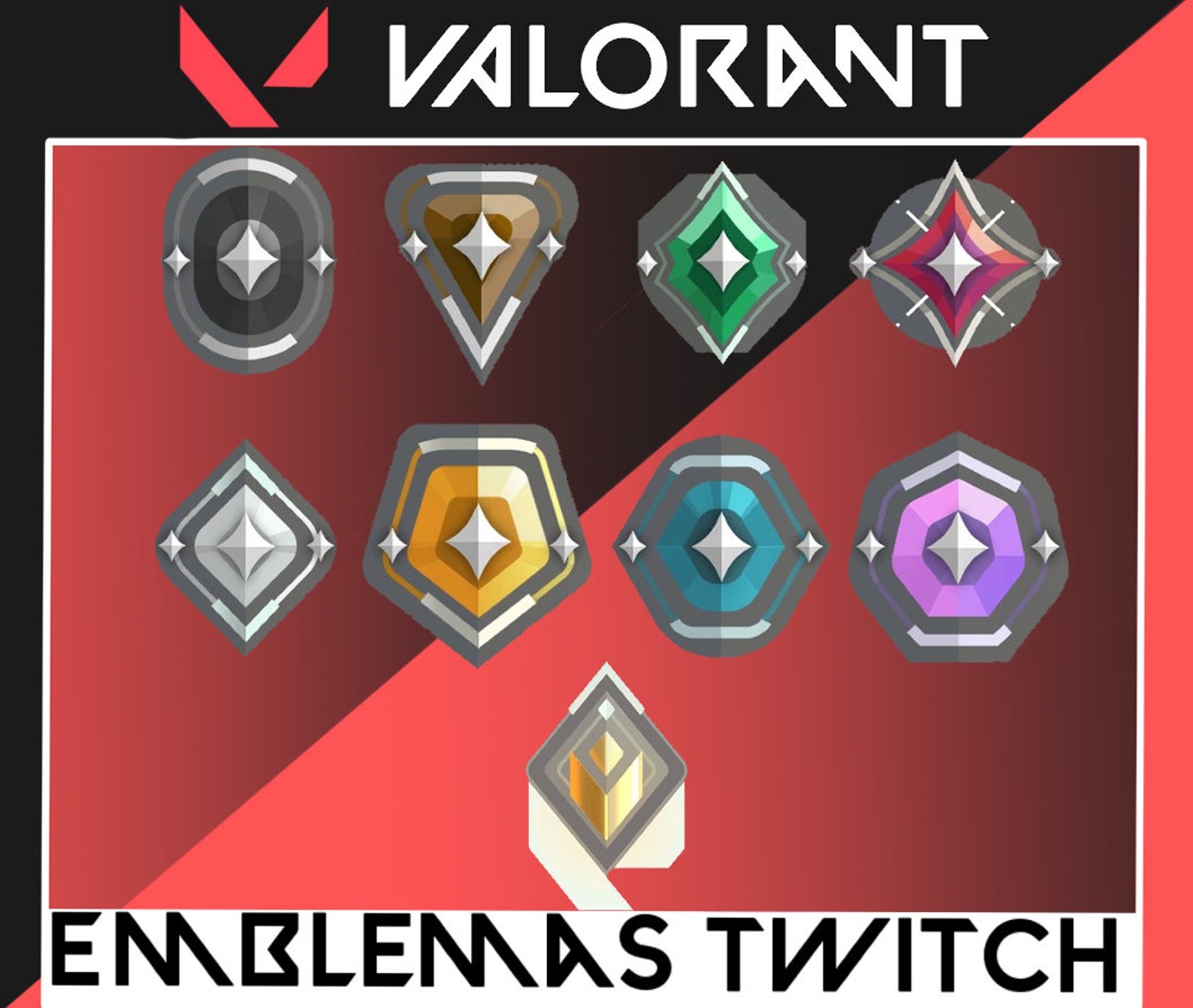 Valorant Badges/ Valorant Emblems Ranking Ranks Ranked Sub Bits Badgets ...