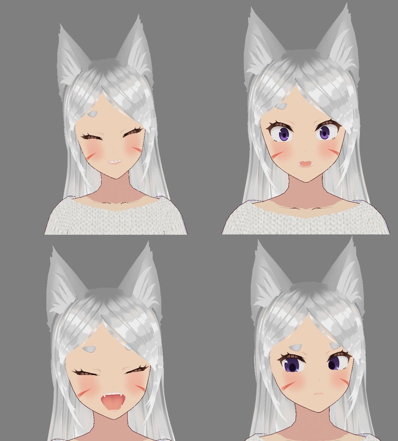 Fox Vtuber Oc Twitch Avatar 3d for Vtubers With 4 Expressions Full Body ...