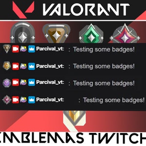 Valorant Badgets/ Valorant Emblems Ranked Ranks Sub Bits Badgets Twitch ...