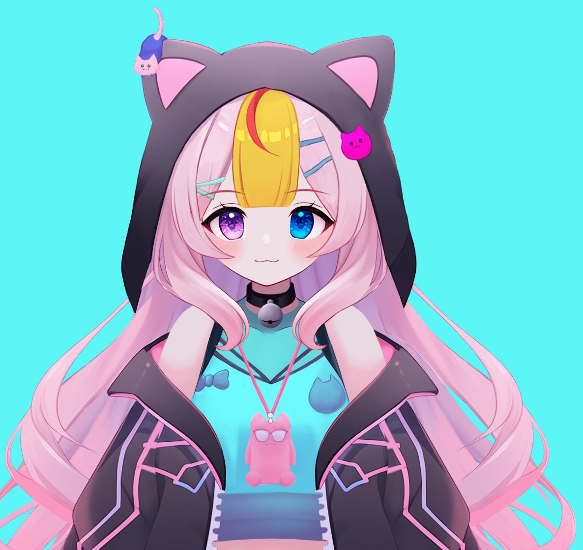 Cat Girl Vtuber Avatar 2d Live 2d with 5 Expressions iPhone Traking For twitch - Etsy España