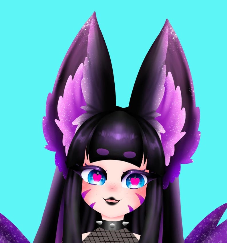 Kitsune Vtuber Avatar 2d Vtuber Purple Cat Girl - Etsy
