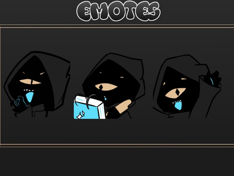 Vtuber 2d Avatar With Overlay Twitch Dark Night Emotes and - Etsy