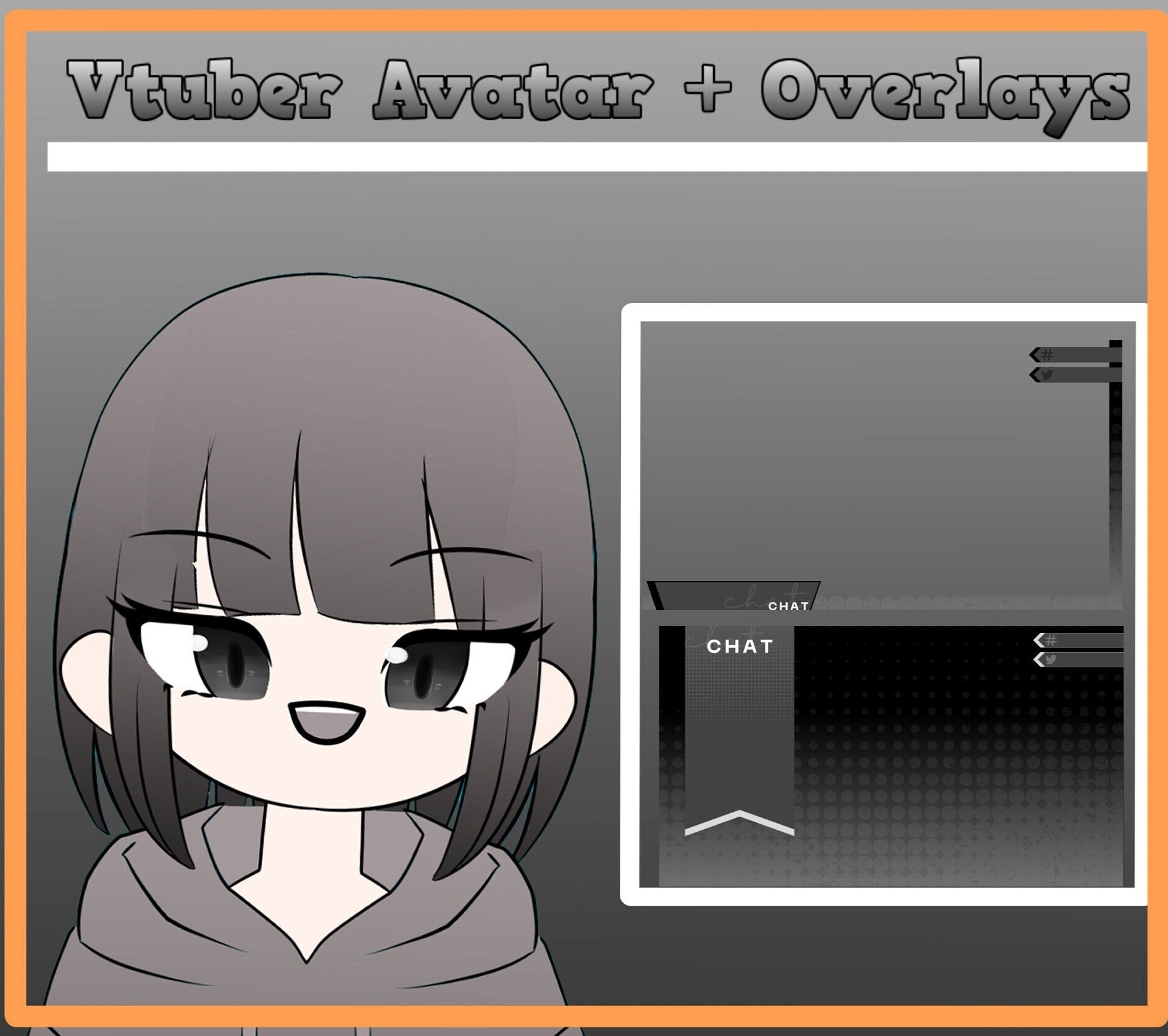 Cute Vtuber Live2d Avatar Cheap for Streaming Black Hair Girl ...