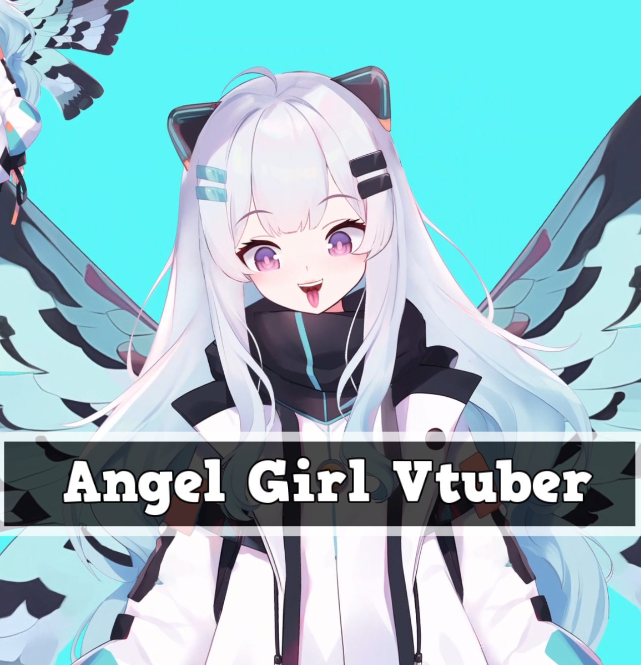 Angel Girl Vtuber 2d Live2d Avatar 8 Expressions for Twitch - Etsy
