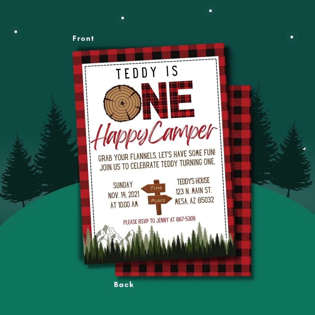 EDITABLE One Happy Camper Invitation 1st Birthday Invite - Etsy