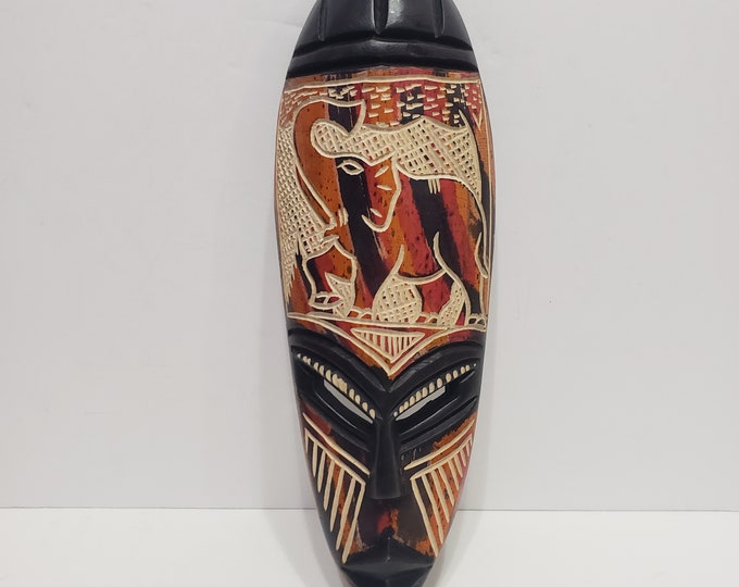Black Tribal African Face With a Gentle Elephant Mentality 3D Wooden ...