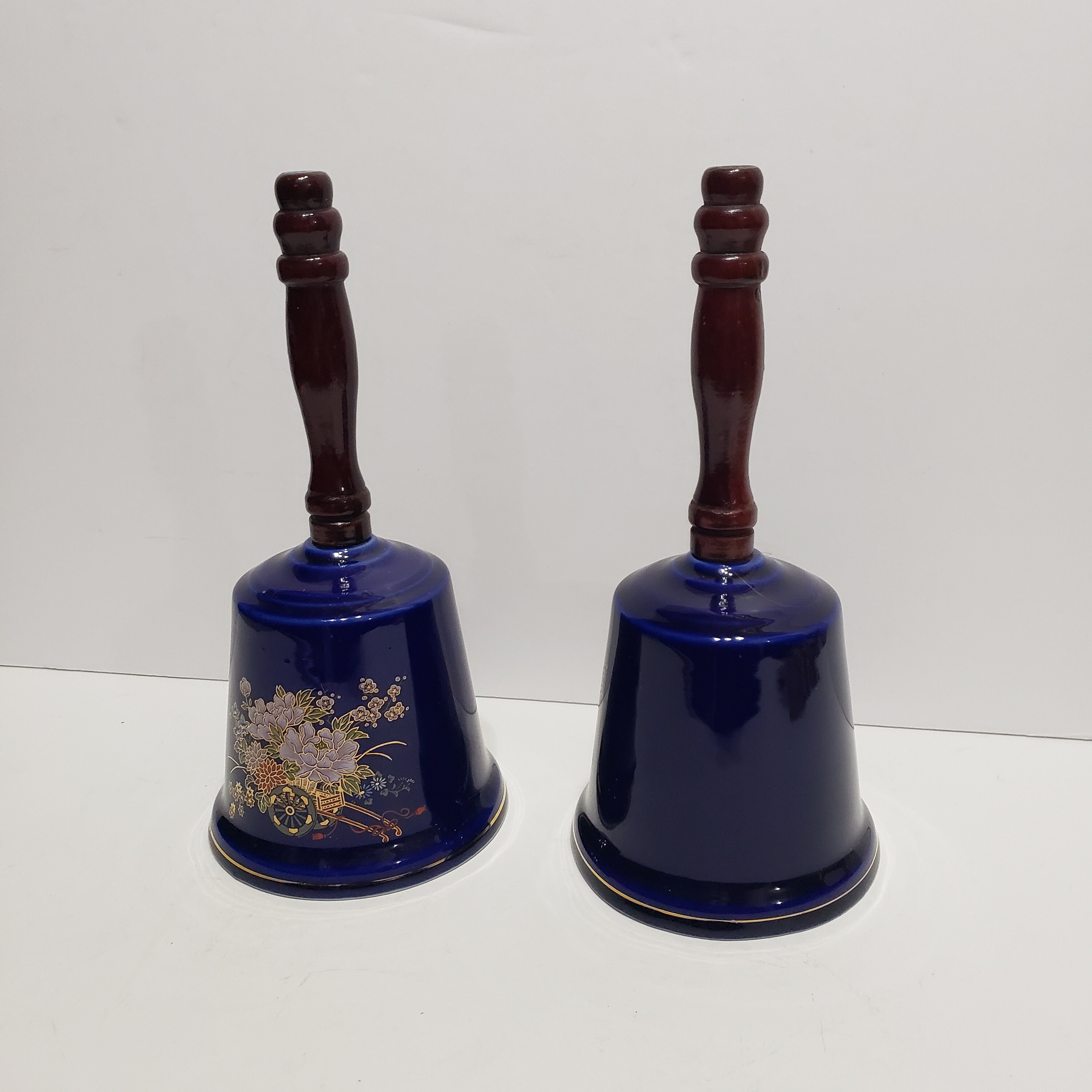 Blue Porcelain Bells Pheasants and Floral Design With Gold Trim - Etsy