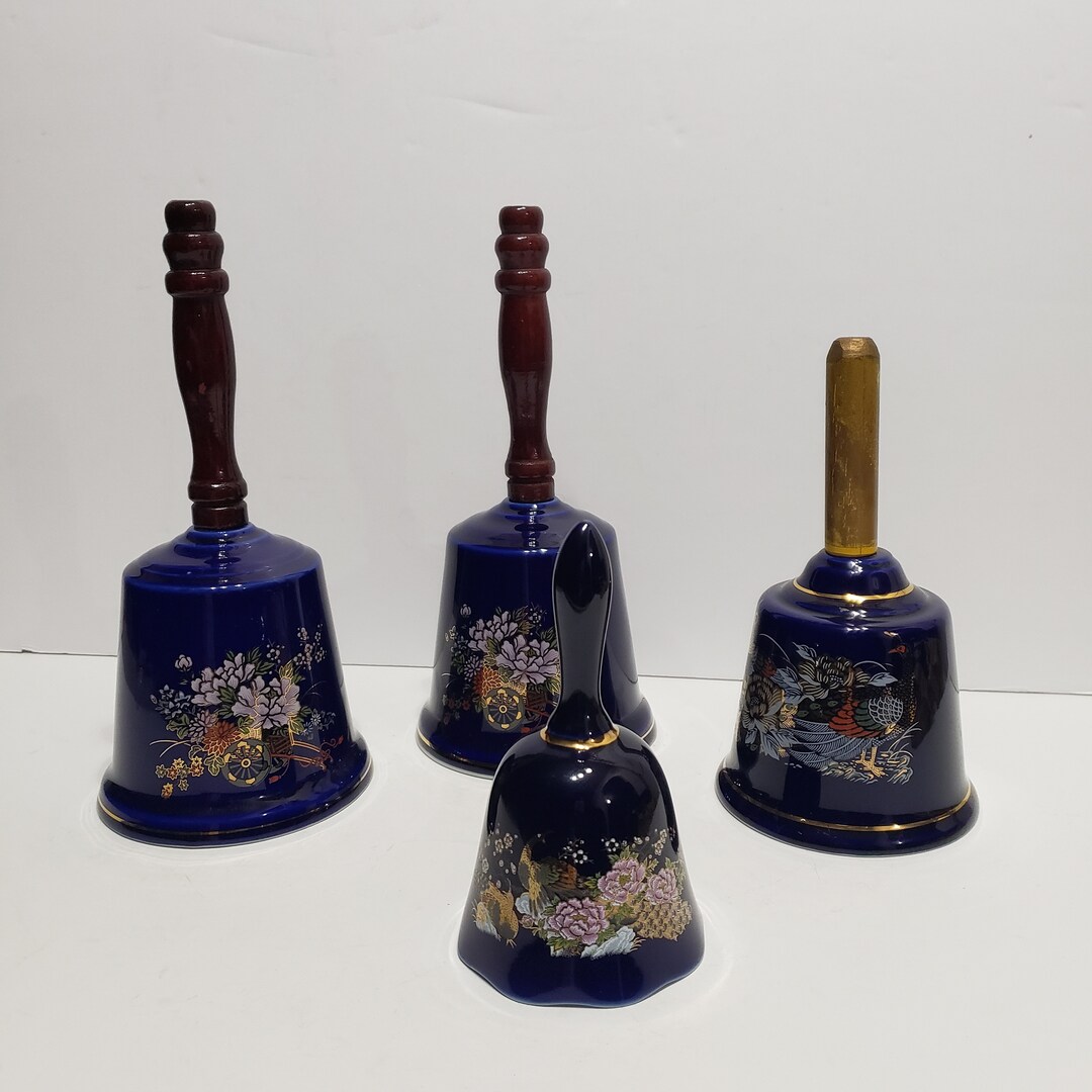 Blue Porcelain Bells Pheasants and Floral Design With Gold Trim - Etsy