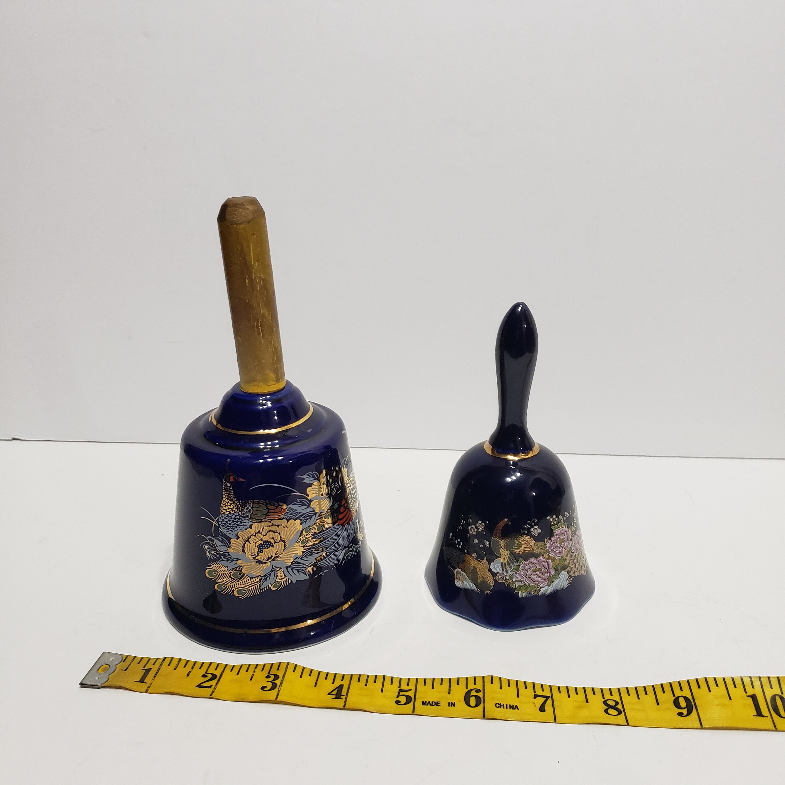 Blue Porcelain Bells Pheasants and Floral Design With Gold Trim - Etsy