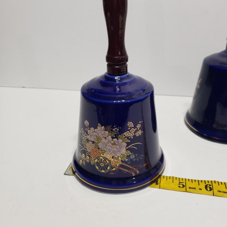 Blue Porcelain Bells Pheasants and Floral Design With Gold Trim - Etsy