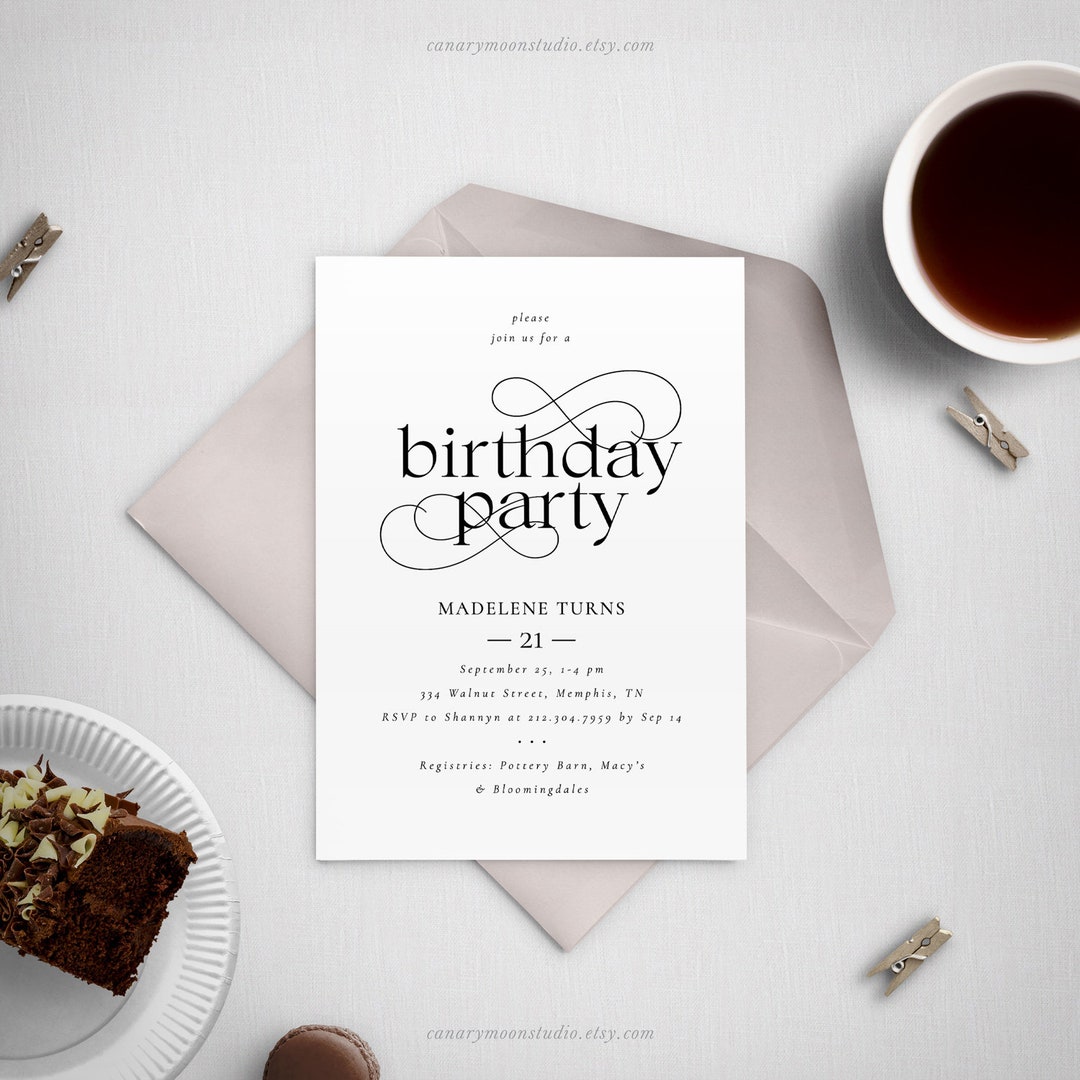 Display Typography Birthday Party Invitation, Minimalist Design, You ...