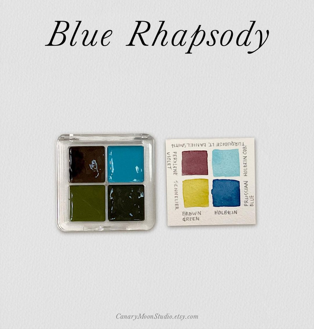 Blue Rhapsody Mini Watercolor Palette for Sketching, Pocket-size With 4 ...