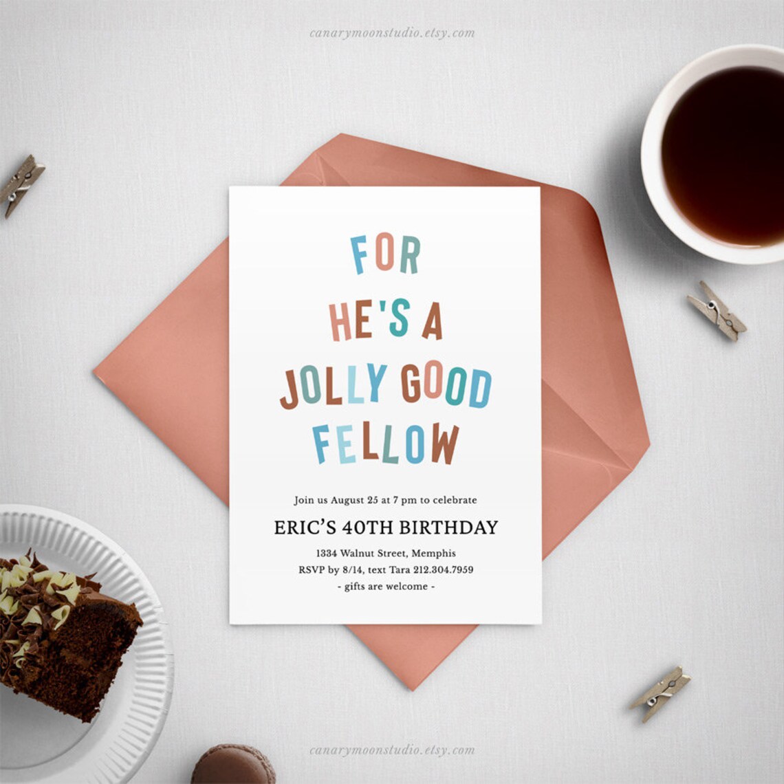 For He's a Jolly Good Fellow Man Birthday Invitation, You Edit You ...