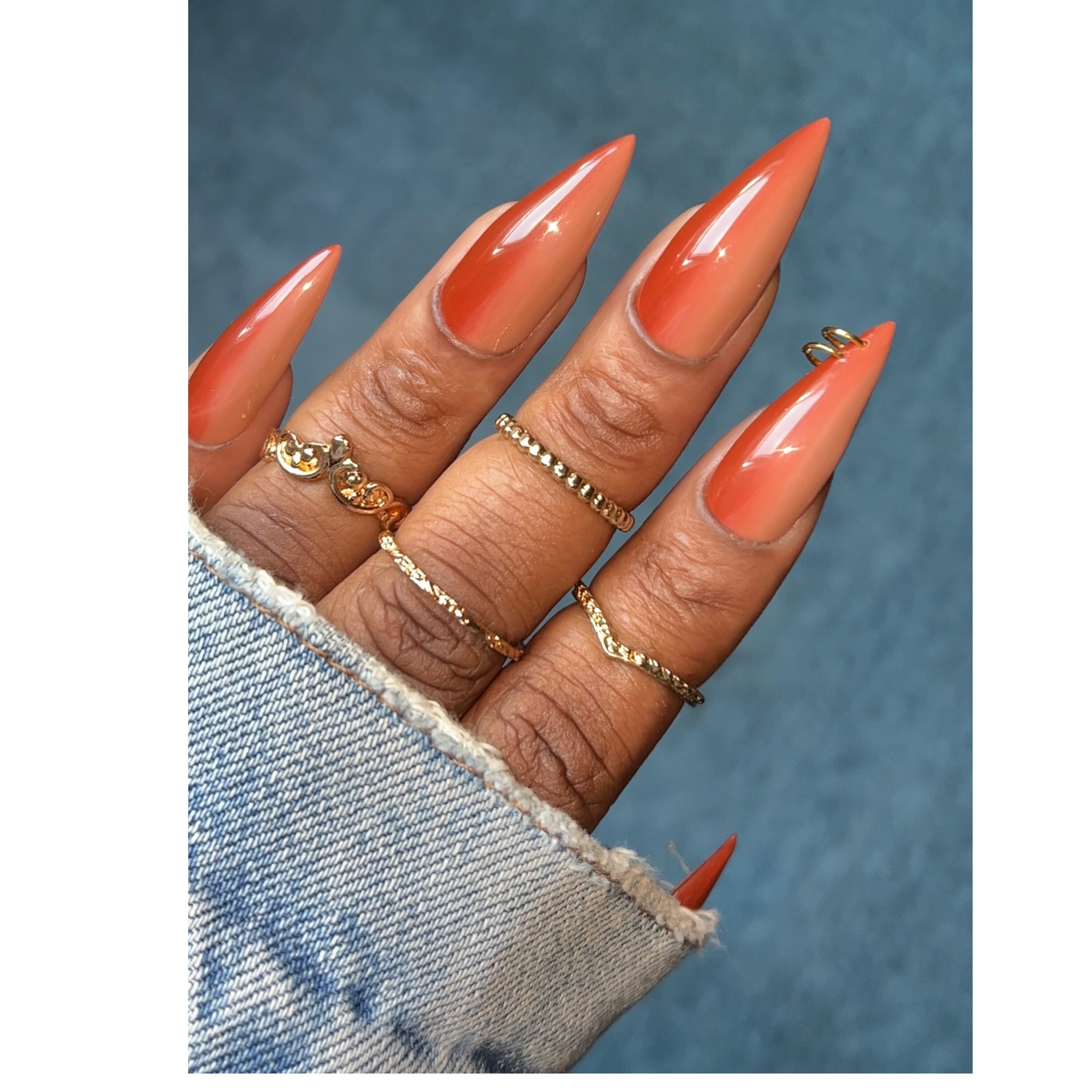 Neon Coral Acrylic Nails