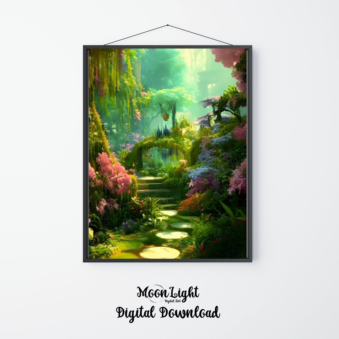 Enchanted Secret Garden: Digital Download Fantasy Landscape Wall Art ...