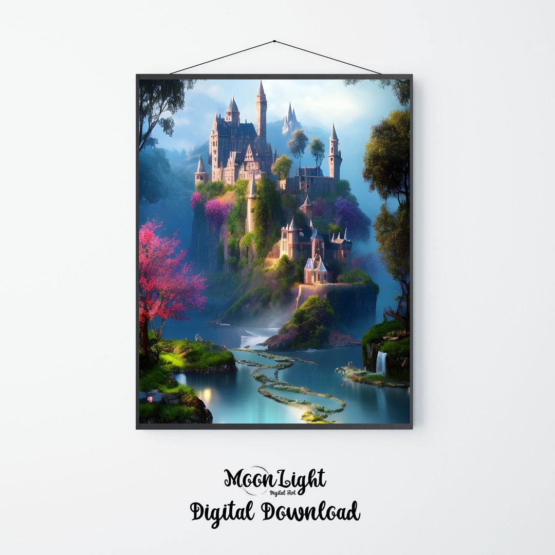 Enchanted Magical Castle: Digital Download Fantasy Landscape Wall Art ...
