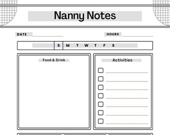 Nanny Notes Childcare Daily Log Sheet - Etsy