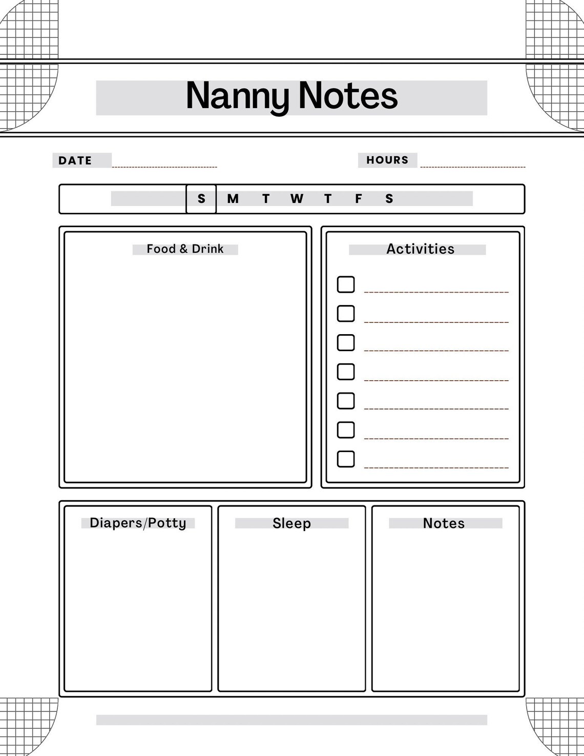 Nanny Notes Printable Daily Childcare Log - Etsy
