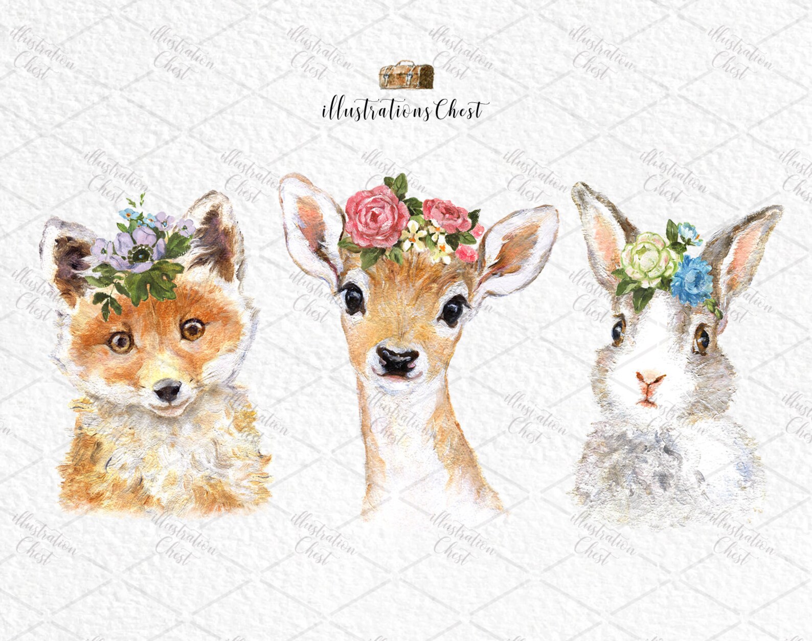 Fox and Bunny Watercolor Clipart. Fox Clipart, Cute Animals Clipart ...