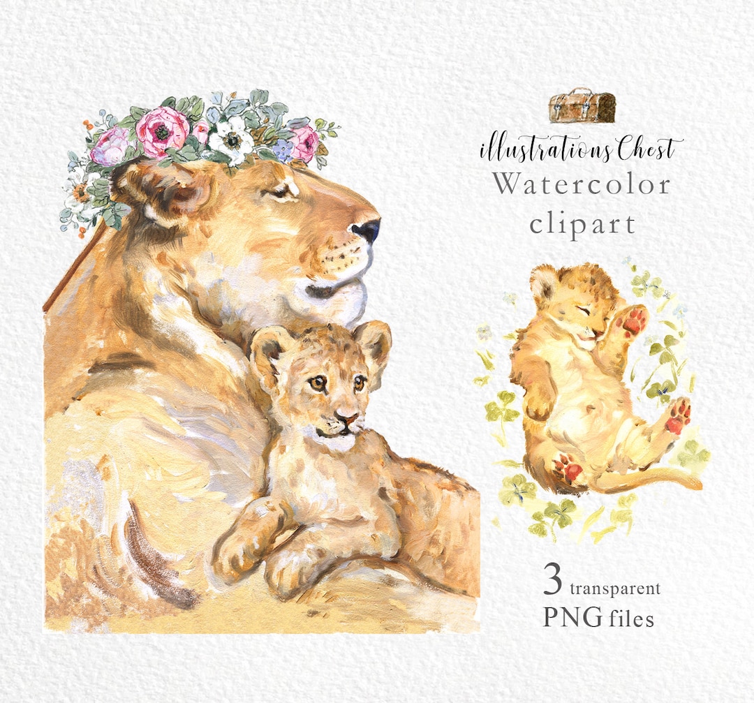 Beautiful Lioness Mother With a Baby Clipart Proud Mom Lioness With ...