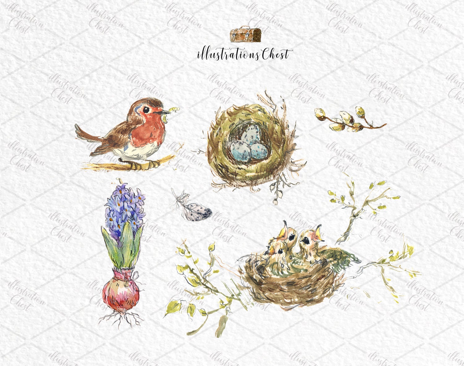 Spring Girl Clipart, Nest, Flowers. Spring Forest Clip Art Flower Girl ...