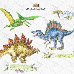 Dino. Watercolor Dinosaurs Clipart, Neutral Dino Clipart Nursery Decor ...