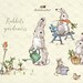Cute Bunny in the Garden Clipart. Friendly Family of Rabbit Watercolor ...